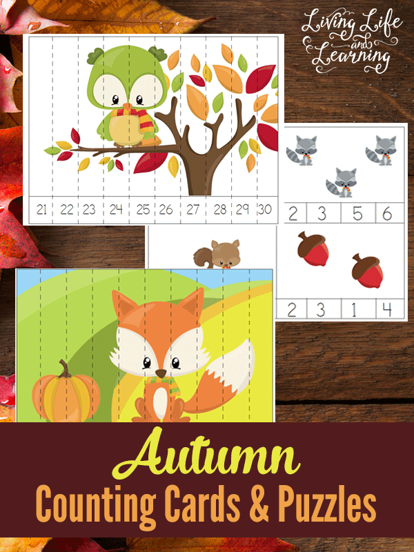 Free Printable Autumn Counting Cards and Puzzles | Money Saving Mom®