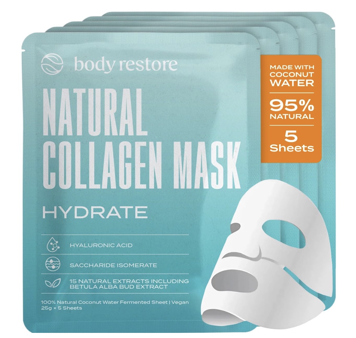 Body Restore Natural Collagen Face Masks (5 Pack) only $11.39 shipped ...
